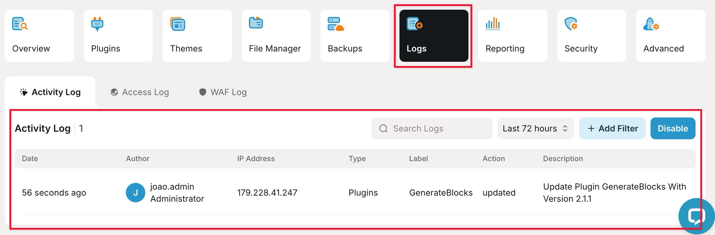 Enabling and Using The WordPress Activity Log Feature – Rocket.net Help ...